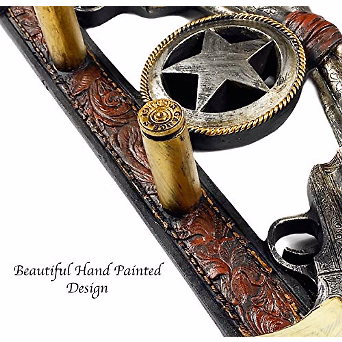 Urbalabs Six Shooter Western Coat Hanger Towel Hook Country Decor Wall Coat Rack Hanging Hooks Key Holder Mounted Decorative Cowboy Hat Rack Rustic Home Gun Decor (Double Pistol Shotgun Shell)