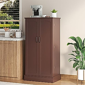 Jehiatek 47” Kitchen Pantry Cabinet, Freestanding Kitchen Storage Cabinets with Doors & Adjustable Shelves, Buffet Cupboards Sideboard for Kitchen, Living Room and Dinning Room