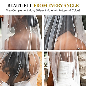 L'Bellé Double-Sided Pearl Veil Weights - Set of 12 Non-Damaging Magnetic Bridal Veil Weights - Secures Long Veils for Outdoor Weddings - Elegant Wedding Accessories and Gifts for Brides