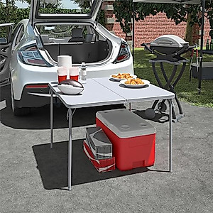 CoscoProducts COSCO XL 38.5" Half Card w/Handle Indoor & Outdoor, Portable, Wheelchair Accessible, Camping, Tailgating, & Crafting Folding Table, Gray, 1-Pack,Grey