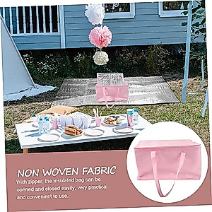 SHOWERORO Cake Insulation Bag Deliveries Insulated Bag with Handle Deliverys Insulated Take Out Bag Door Insulated Food Carrier Insulated Food Bag Food Bag for Takeout Non-woven Bags Pink