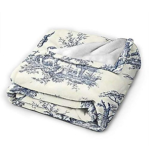 Toile Blanket Super Soft Light Weight Cozy Warm Fluffy Plush Throw Blanket for Bed Couch Living Room 40x50 inch