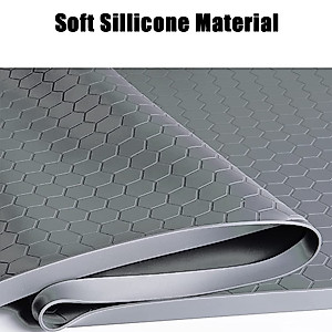 Under Sink Mat 34" x 22" Waterproof Kitchen Cabinet Tray Shelf Liners Flexible Silicone Under Sink Liner with Drain Hole Bathroom Kitchen Cabinet Mat Grey