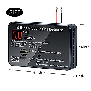 RV Propane Alarm, Briidea Propane Gas Detector with 85dB Loud Alarm, 12 VDC, Black