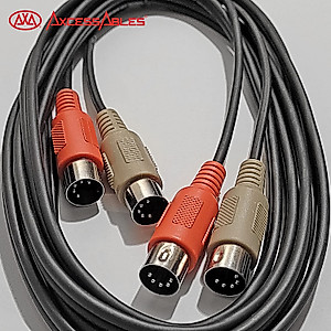 AxcessAbles 10ft MIDI Cable Dual 5-Pin to Dual 5-Pin. MIDI (Musical Instrument Digital Interface) Cable for Digital Keyboards, Synthesizers, Audio Interfaces. (MID-203 10ft)