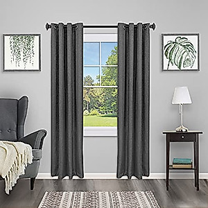 Interior Living 36-66 in. Adjustable Step Square End Curtain Rod, 1 in. Diameter, Black