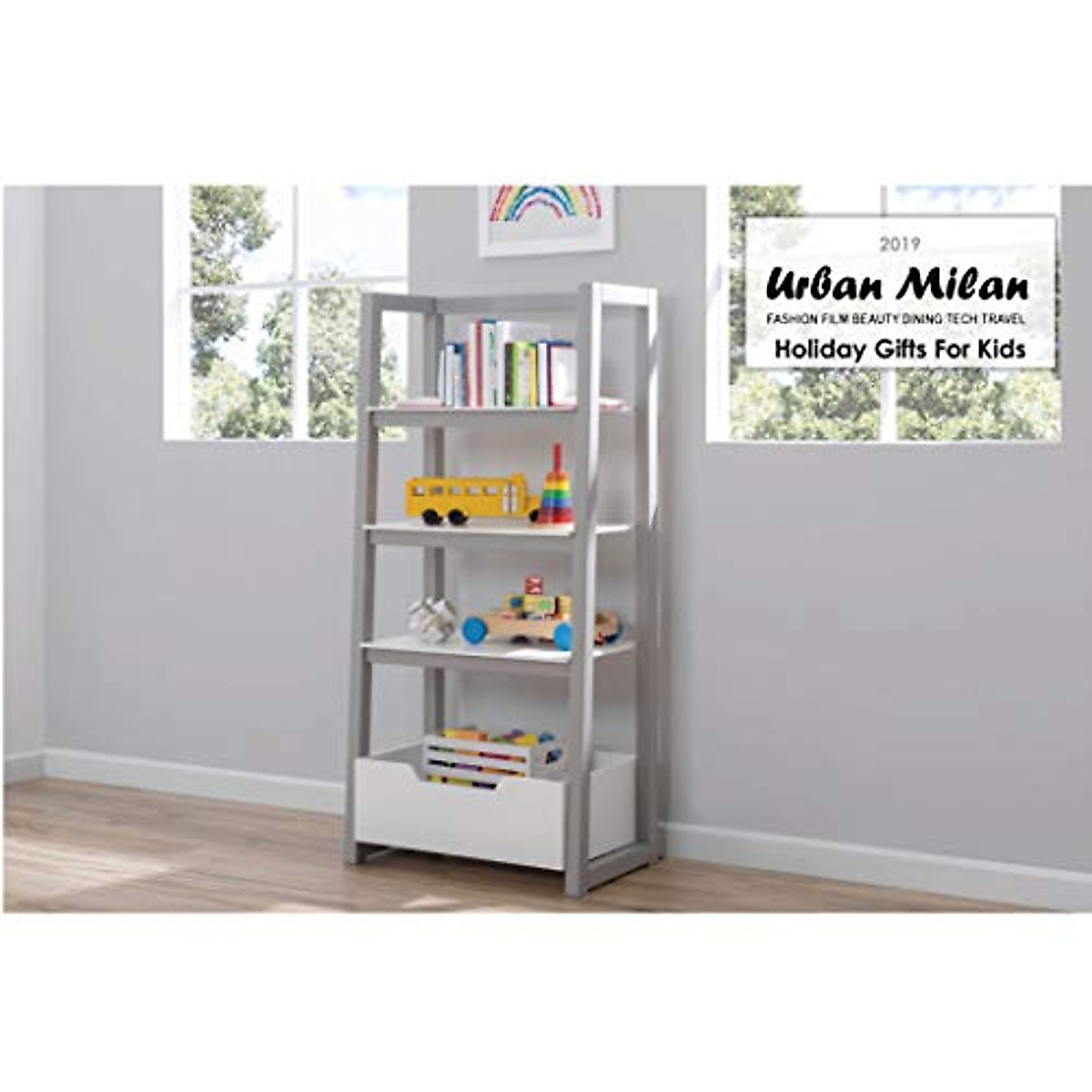 Delta Children Ladder Shelf, White/Grey