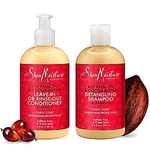 Shea Moisture Curly Hair Shampoo and Conditioner Set for Women with Red Palm Oil & Cocoa Butter - Sulfate-free Hair Care, 13 Oz (2 Piece)