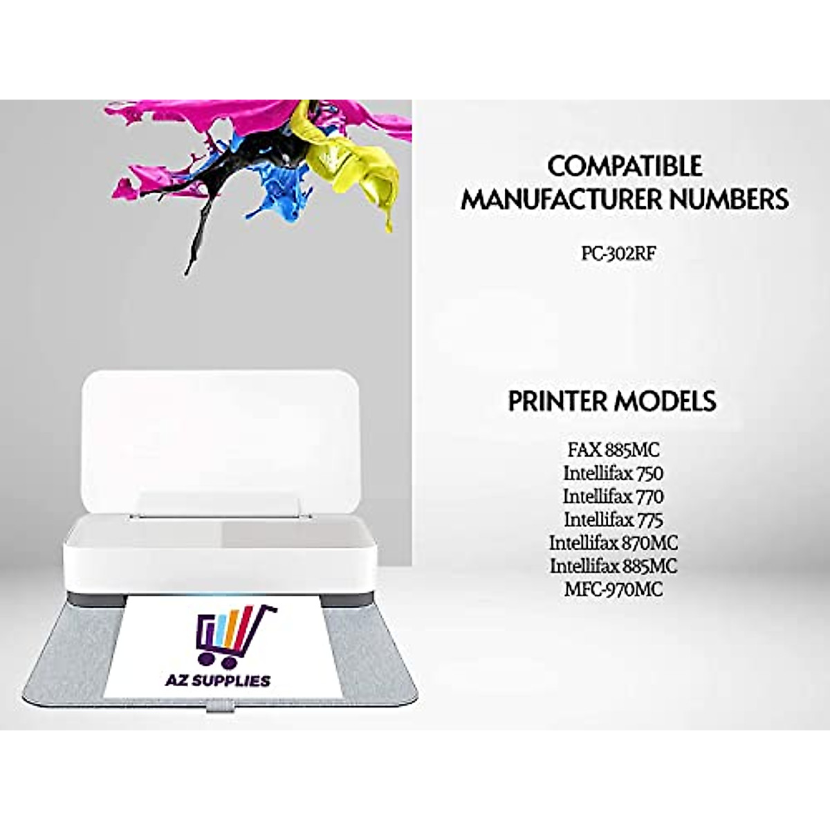 AZ SUPPLIES Refill Folls Replacement for Brother PC-302RF Compatible with FAX 885MC Intellifax 750 Intellifax 770 Intellifax 775 Intellifax 870MC Intellifax 885MC MFC-970MC
