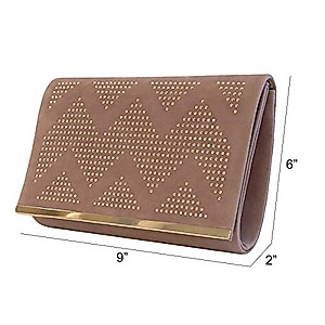 JNB Sequin Zig Zag Clutch, Taupe