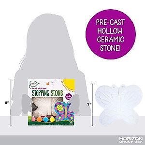 Creative Roots Mosaic Butterfly Stepping Stone Kit, Includes 7-Inch Ceramic Stepping Stone & 6 Vibrant Paints, Paint Your Own Stepping Stone, DIY Stepping Stone for Kids Ages 8+ White