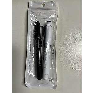 RISEMART Pen Lights for Nurses, 2 Pack Reusable Medical Light with Pupil Gauge and Ruler, White Light LED Penlight for Student Doctors EMT (Black/White)