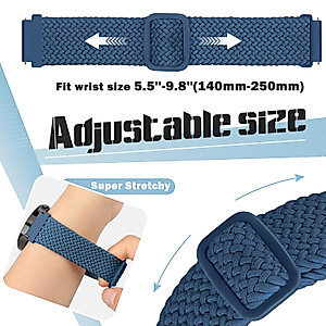 22mm Braided Solo Loop Band Quick Release Compatible with Samsung Galaxy Watch 3 45mm/Galaxy Watch 46mm/Gear S3 Frontier/Classic/Garmin Venu 3/Venu 2/Vivoactive 4/Fossil Gen 6 44mm Bands Women Men