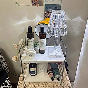 KINGBERWI 2 Tier Bathroom Organizer Countertop, Vanity Counter Skincare Makeup Organizer Holder, Bathroom sink Countertop Storage Shelf, Silver