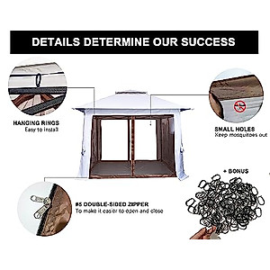 SCOCANOPY Universal Replacement Mosquito Netting Screen Walls for 10x10 Canopy Or Gazebo, Set of 4 Panels (Brown)