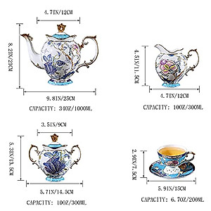 ACMLIFE Bone China Coffee Tea Sets, 21-Piece Porcelain Tea Cup Set, Tea Cup and Saucer Set Service for 6 with 34 Ounces Teapot,Sugar Bowl,Creamer Pitcher and Teaspoons, Christmas Gifts for Women