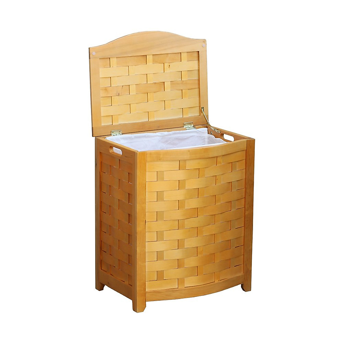 Oceanstar BHV0100N Bowed Front Veneer Laundry Wood Hamper, Natural Finished