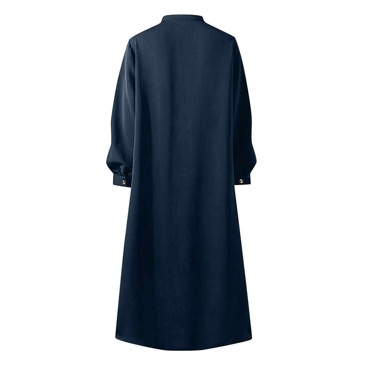 LKPJJFRG High Waist Smocked Flowy Tiered Mixi Dress Tie Back Puff Sleeve Tunic Dress Soft Comfy Pullover Long A-line Dress Navy