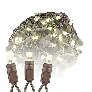 Novelty Lights Warm White LED Christmas String Lights - UL Listed Indoor/Outdoor Light Set w/ 100 Mini Bulbs for Christmas Tree, Patio, Wedding Decor, and More - (Brown Wire, 34' Long)