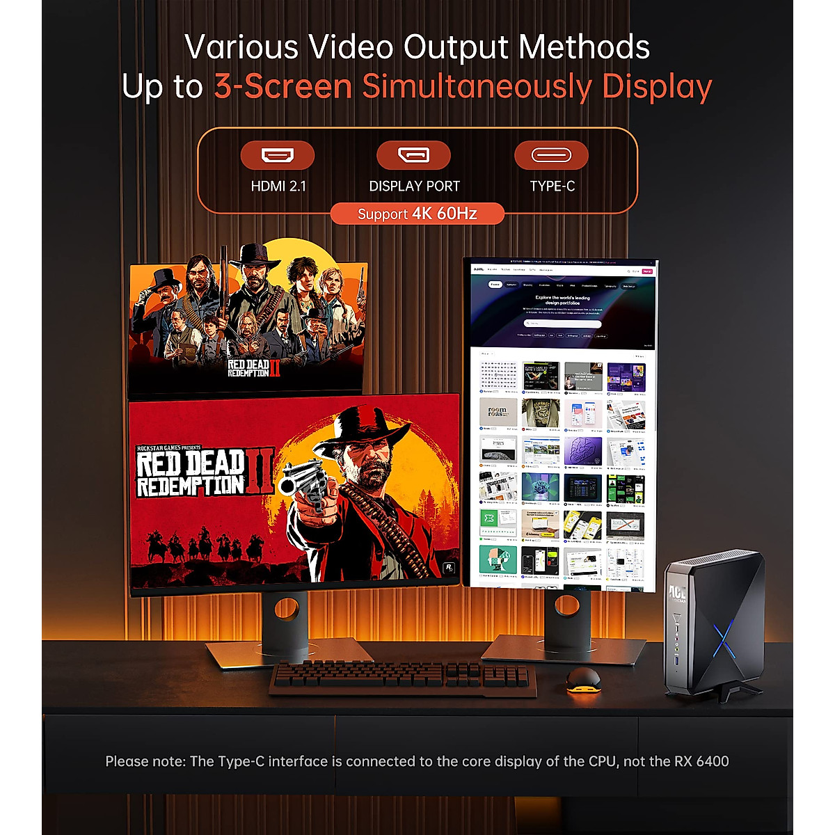 ACEMAGICIAN Mini Gaming PC with Graphics Card RX6400(4GB), Ryzen 7 5800H(up to 4.4GHz, 8C/16T) Desktop Computer, 32GB DDR4 512GB SSD, WiFi 6 & Bluetooth 5.2, Dual 2.5G RJ45 for Gaming, Office, HTPC