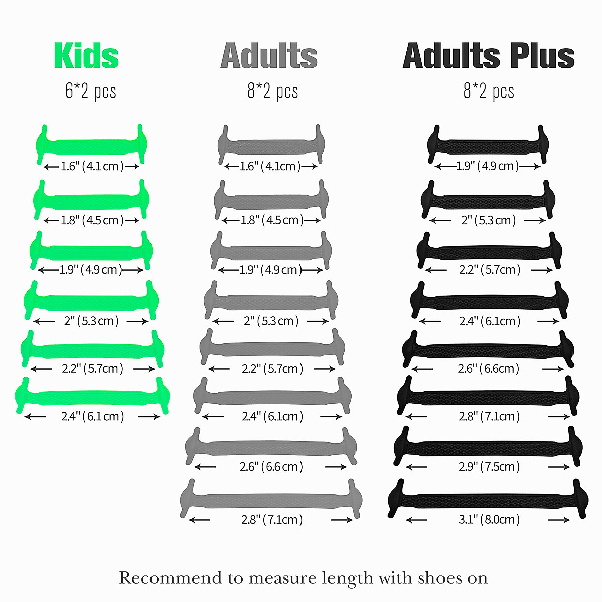 INMAKER No Tie Shoe Laces for Adults and Kids, Elastic Shoelaces for Sneakers, Rubber Silicone Tieless Laces
