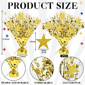 LACGO 4 PCS Metallic Foil Spray Centerpieces for Table - 12’’ Gold Centerpieces Decors with Star Party Favor Supplies for Wedding Birthday Baptism Graduation Celebration Home Decorations