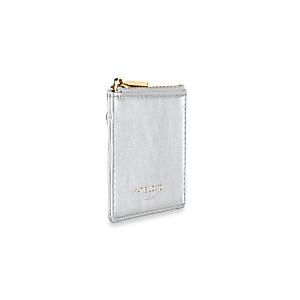 KATIE LOXTON Alexa Shimmer on Metallic Silver Womens Small Vegan Leather Zippered Card Holder Wallet