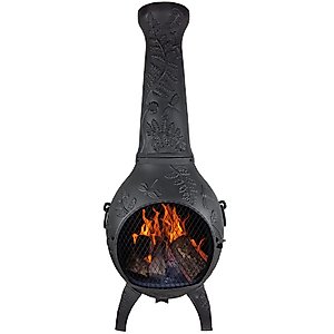 The Blue Rooster Dragonfly Cast Aluminum Chiminea in Charcoal