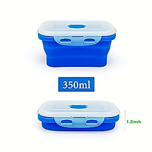 Lunbengo Camping Travel Collapsible Food Storage Container with Lids, Stackable Silicone Storage Containers Meal Prep Containers with Ideal Portion 350ml-540ml-800ml, Microwave Safe,3Piece
