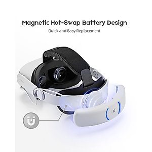 Head Strap with Battery Pack for Quest 2, Dual Replaceable Battery Combo(2x8000mAh) with Charging Dock, Adjustable Design Elite Strap VR Accessories