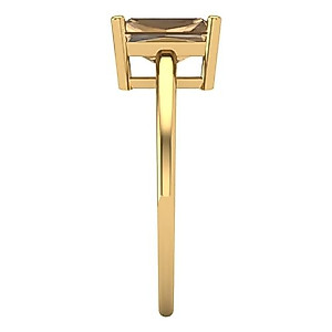 Clara Pucci 2.0ct Emerald Cut Solitaire Champagne Simulated Diamond 4 Prong Engagement Bridal Anniversary Ring 18K Yellow Gold 7.75