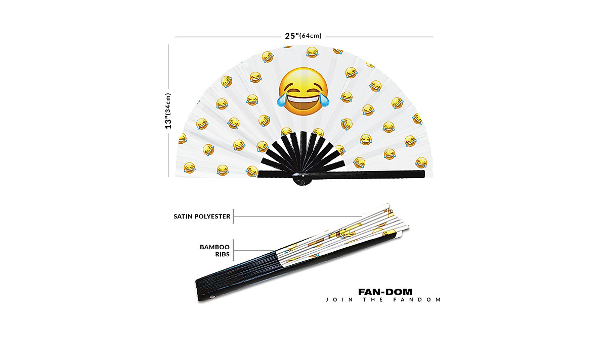Emoji Hand Fan: UV Glow Bamboo Fan for Festivals