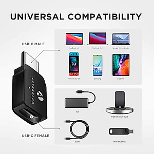 Afterplug USB C Extension Adapter, USB C Male to USB C Female Adapter, Thunderbolt 3/4/5 Extender up to 40Gbps, 8K@60Hz Video, 240W PD, for USB C Devices, Black, 2-Pack