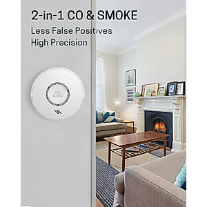 Ecoey 10-Year Smoke and Carbon Monoxide Detector, Dual Sensor Smoke CO Alarm with Built-in Battery and Silence Function,FJ183-A,4 Packs