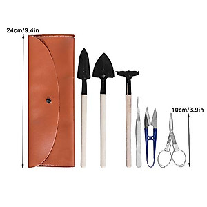 Sanlykate Bonsai Tool Kit 8pc, Basic Trimmer Set Include Pruner, Fold Scissors, Tweezer, Spades, Rake
