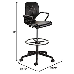 Safco Products Shell Extended Height Swivel Office Desk Computer Ergonomic Chair, Pneumatic Height Adjustable, Black (7014BL)