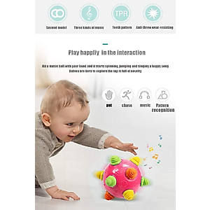 YMDLY Toys Toddler Baby Bouncing Sensory Ball - Sturdy Durable Crawling Ball Toy Fun Learning Ball Toy Two Modes Baby Music Ball Facilitates Movement of Children Suitable for Babies,Red,18+ Months