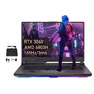 ASUS ROG Strix G15 Gaming Laptop, 15.6” WQHD 165Hz 3ms Display, AMD Ryzen 7 6800H, 64GB DDR5 RAM, 4TB PCIe SSD, RGB KB, GeForce RTX 3060, VR-Ready, Wi-Fi 6E, Win 11 Pro, Gray, Hotface DVD-RW USB Hub