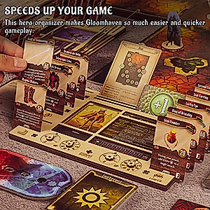 Gloomhaven/Frosthaven Player Character Dashboard with HP & XP Dial Trackers Set of 2 Birch Plywood Hero Organizer for Saving Your Table Space