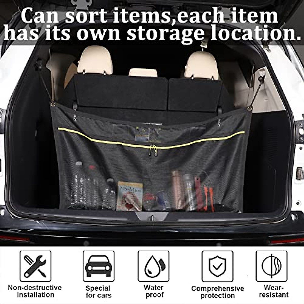 HAPPYHORSE For Toyo-ta Sen-na 2021-2023 Car Storage Bag For Center Console Storage Bag, Back Box Storage Bag, Seat Storage Bag Mesh Pocket Accessories (Trunk Mesh Pockets)