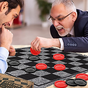 OleOletOy Super Tic Tac Toe and Giant Checkers Set Board Game with 24 Checker Pieces Reversible Rug, Classic Indoor and Outdoor Activity for Kids and Adults, Best for Camping, Backyard, or Lawn Game