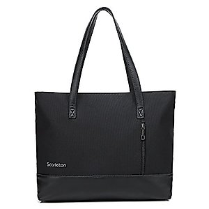 Scarleton Water Resistant Tote Bag for Women, Multi Pocket Diaper Bag, Multipurpose Casual Bag and Laptop Bag, H205501, Black