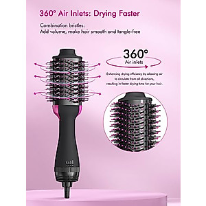 Hair Dryer Brush Blow Dryer: Hot Air Brush One-Step Hairdryer and Styler Volumizer for Drying Volumizing Smoothing Women Hair Oval Barrel - Heated Hair Brush Dryer