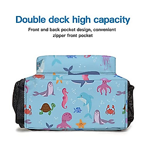 wnlnfdp Custom Backpack for Girl Boy, Personalized Backpacks whit Name, Customized Ocean World Bookbag for Gift, Casual Travel Laptop Backpack -12in