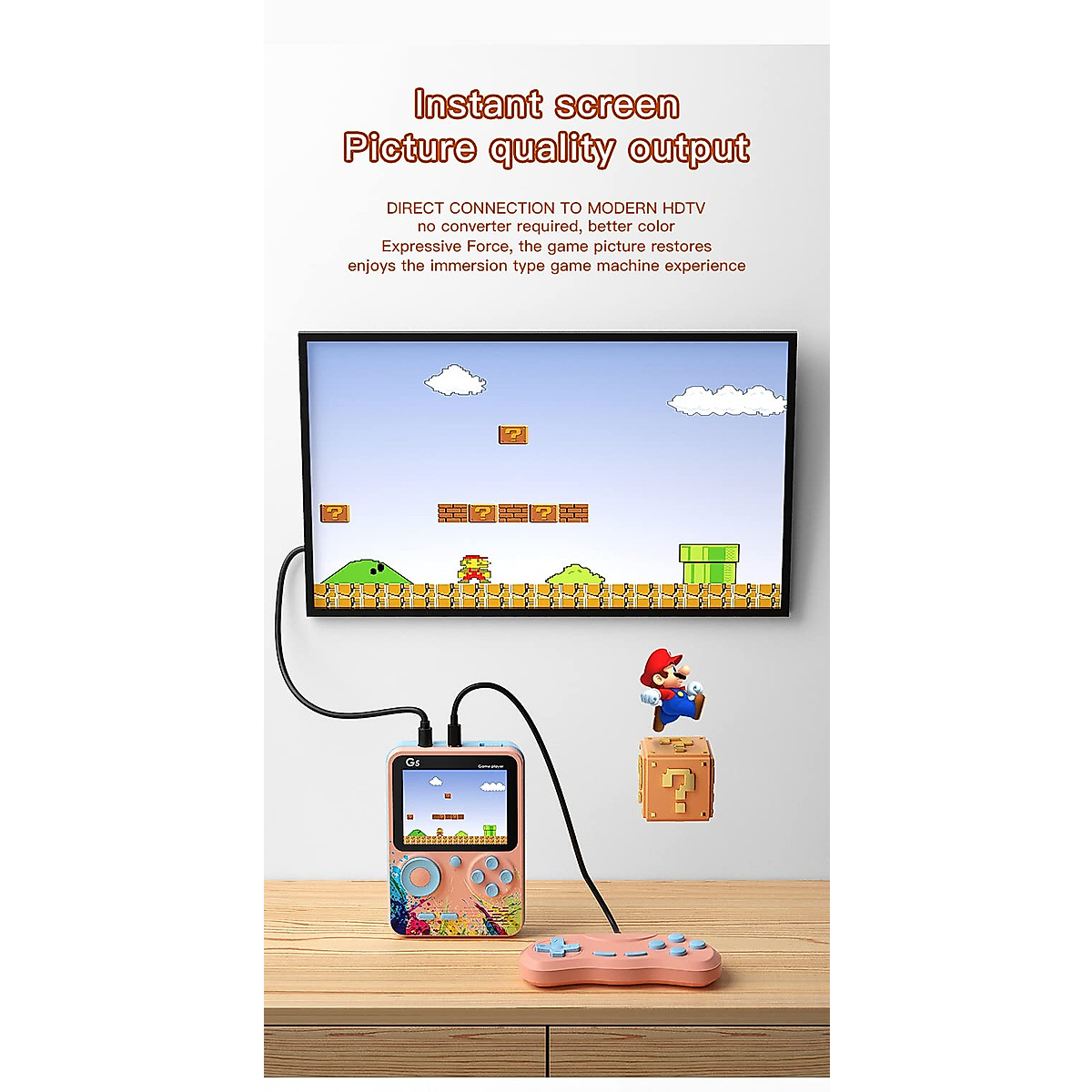 HANDA Instrument Handheld Game Player Video-Game 8 Bit Retro Mini Pocket Gameboy Handheld Game Console Built-in 500 Classic Games for Child Kids