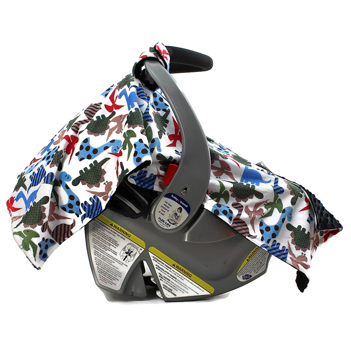 Dear Baby Gear - Baby Car Seat Canopy - Infant Car Seats Covers - Carseat Canopies for Boys and Girls - Toddler Carseat Cover with Snap Opening (Prehistoric Multicolored Dinosaur, Black Dot 40"x30")