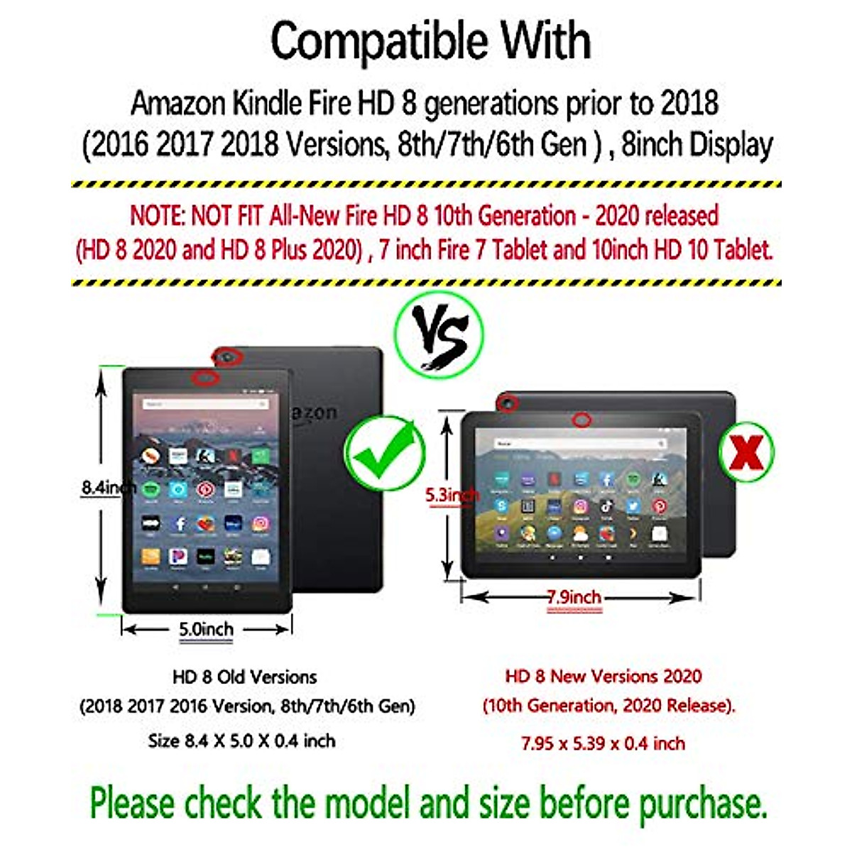 Case for Kindle fire HD 8 Old Model (Only Fit 2018 2017 2016, 8th/7th/6th Gen), Not Fit HD 8 2020 Tablet and HD 8 Plus, JZCreater Standing Case Cover with Auto Wake/Sleep, Purple Butterfly