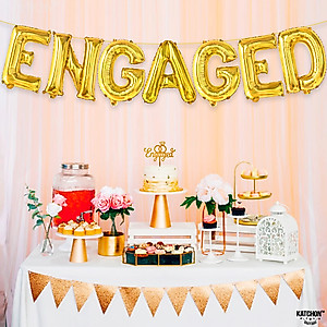 KatchOn, Gold Foil Engaged Balloons Letter - 16 Inch | Engagement Balloons for Engagement Party Decorations | Bachelorette Party Decorations | Engagement Party Balloons for Engagement Decorations