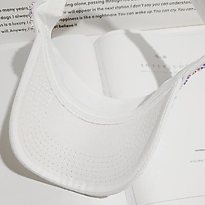 ASUITOFK Bling Rhinestone Sport Sun Visor Hats Adjustable Summer Cap Visor Caps for Men and Women Outdoor Hat White