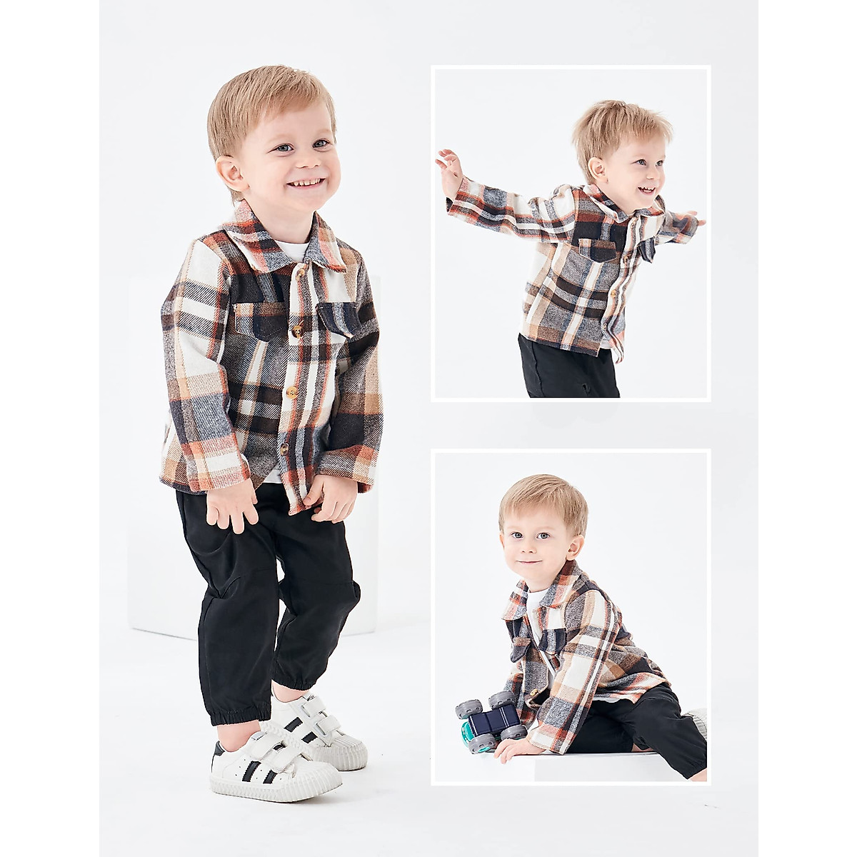 bilison Toddler Baby Boy Outfits Plaid Shirt+T Shirts+Pants Fall Winter 3Pcs Clothing Set 6Months-4T